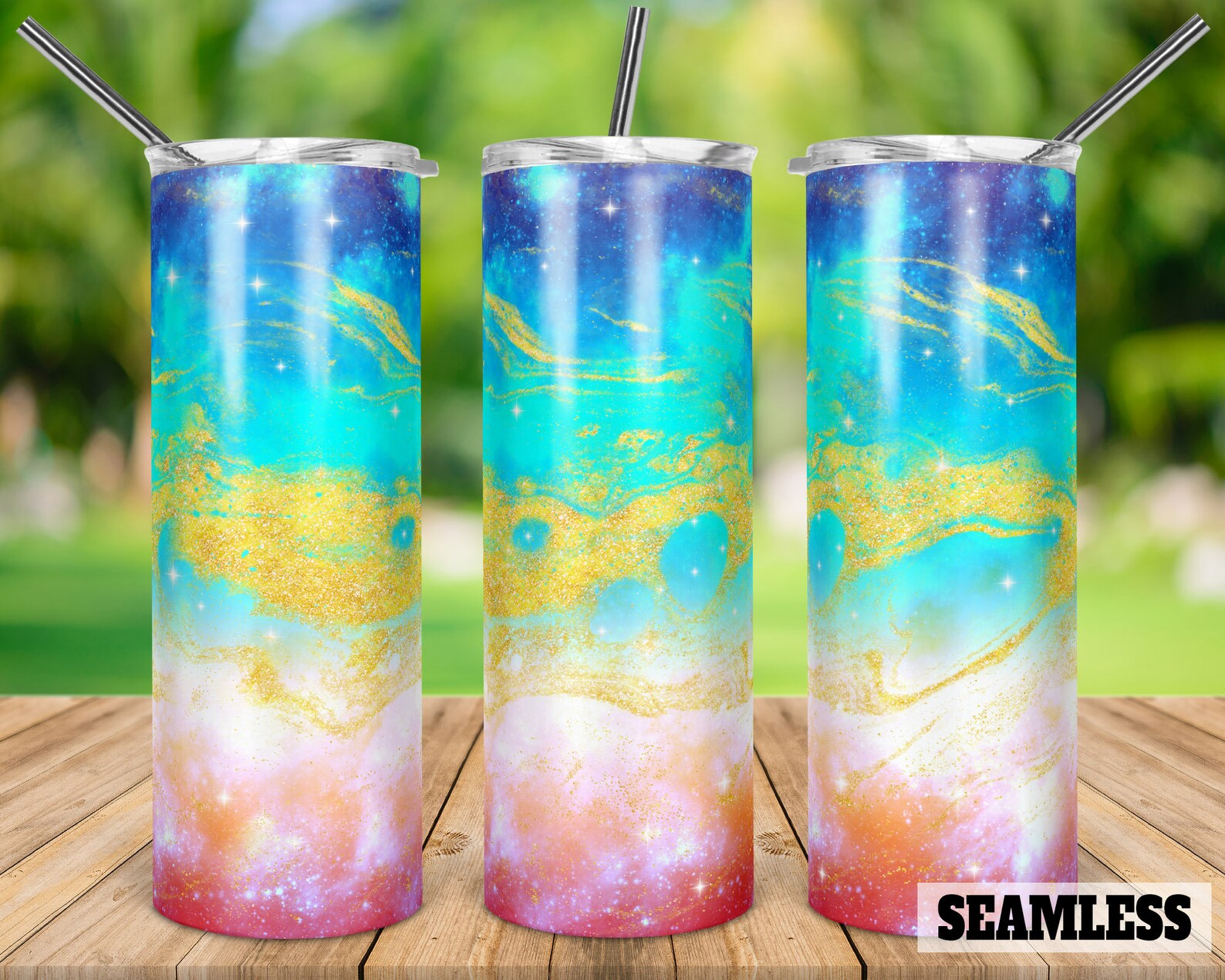 Rainbow Galaxy Agate Seamless 20oz Skinny Tapered & Straight | Etsy