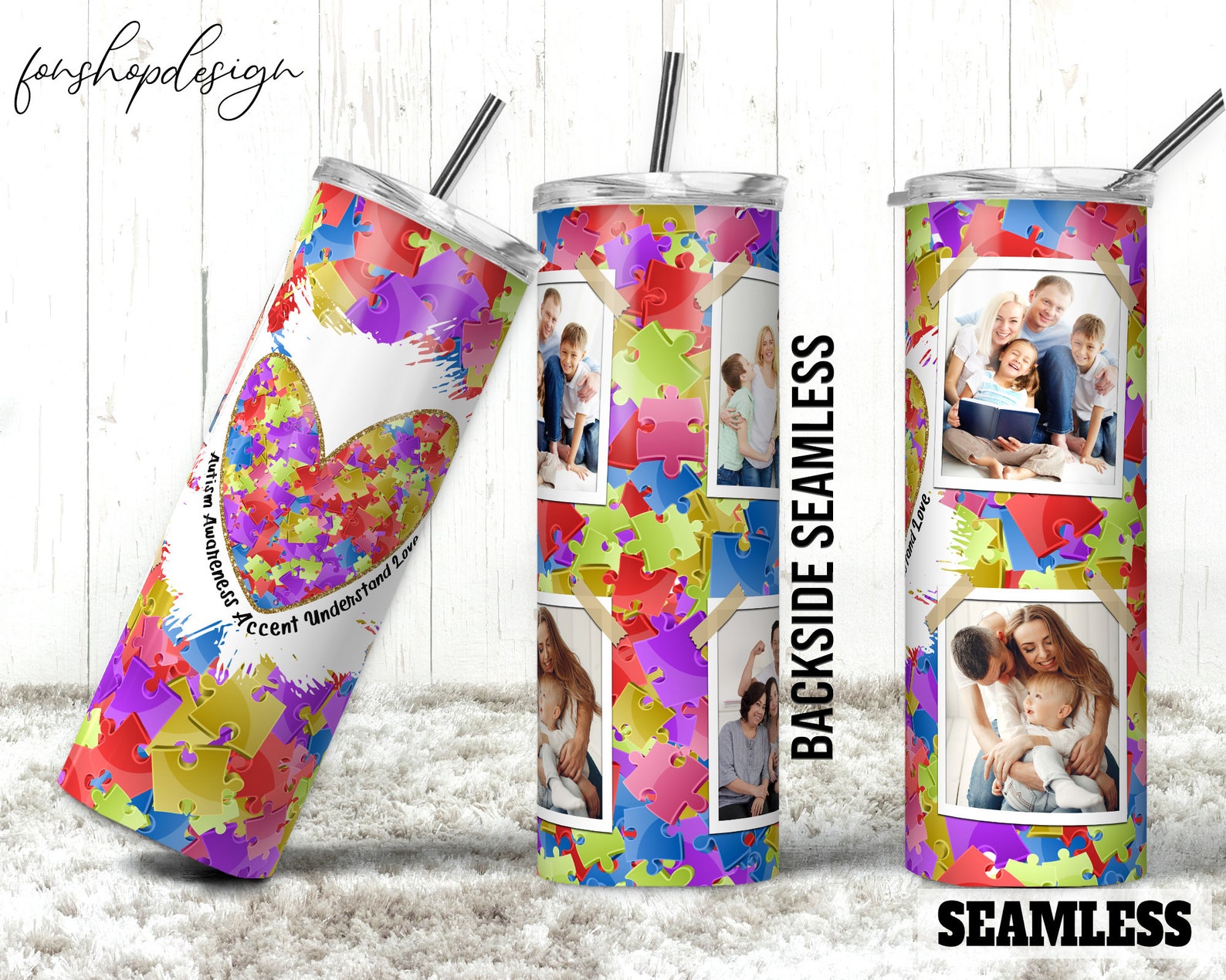 Autism Awareness Photo Frame 20oz Skinny Tapered & Straight - Etsy