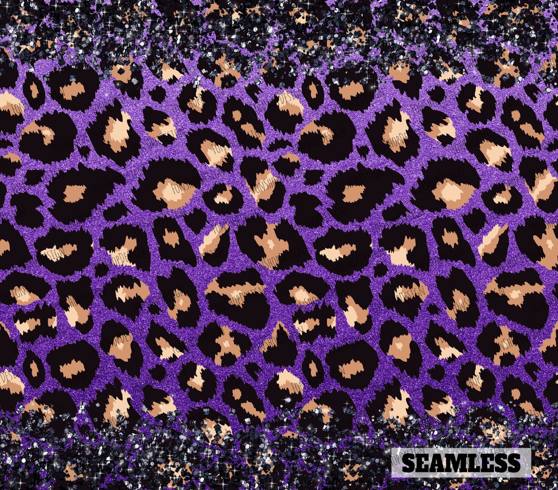 Purple Glitter Leopard Seamless 20oz Skinny Tapered & Straight | Etsy