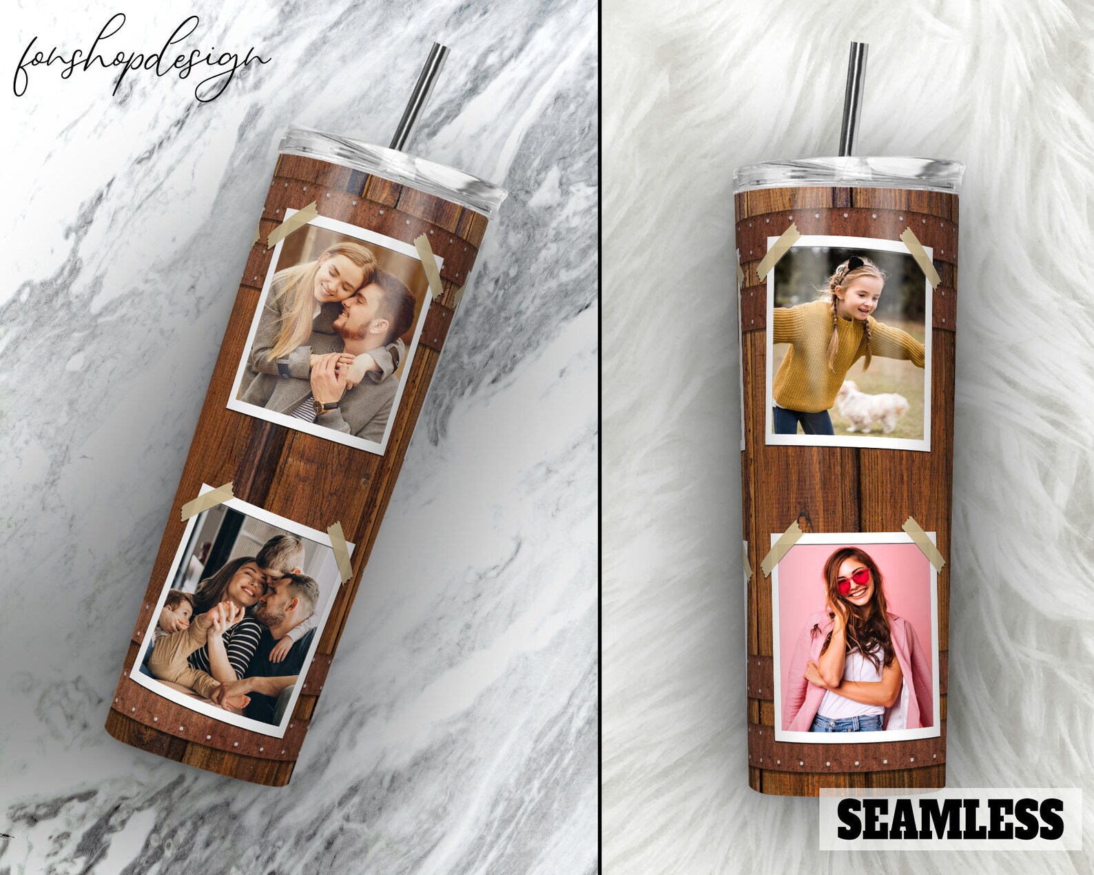 Whiskey Barrel Photo Collage Frame 20oz Skinny Tapered & - Etsy