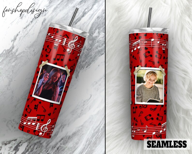 Music Notes Melody Photo Frame Tumbler 20 Oz Tumbler Skinny - Etsy