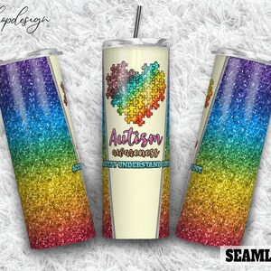 Autism Awareness Seamless 20oz Skinny Tapered & Straight Tumbler ...