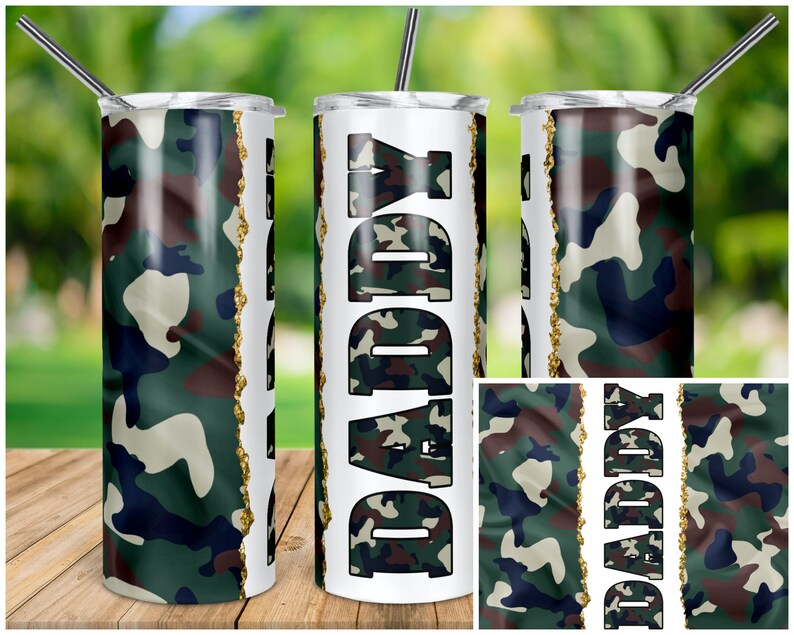 Bundle Best Daddy Ever Camouflage Camo Seamless 20oz Skinny - Etsy