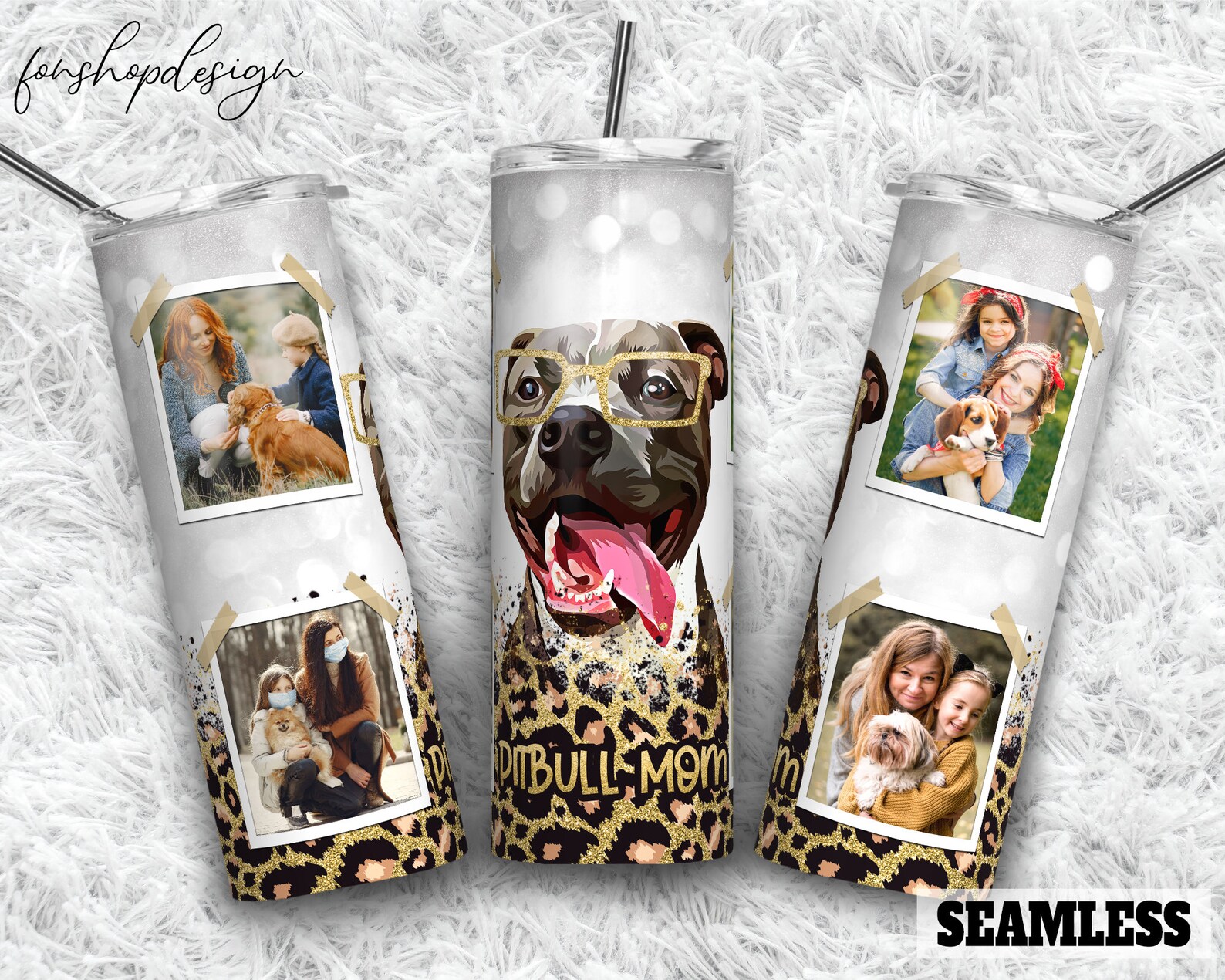 Pitbull Dog Mom Photo Frame 20oz Skinny Tapered & Straight - Etsy