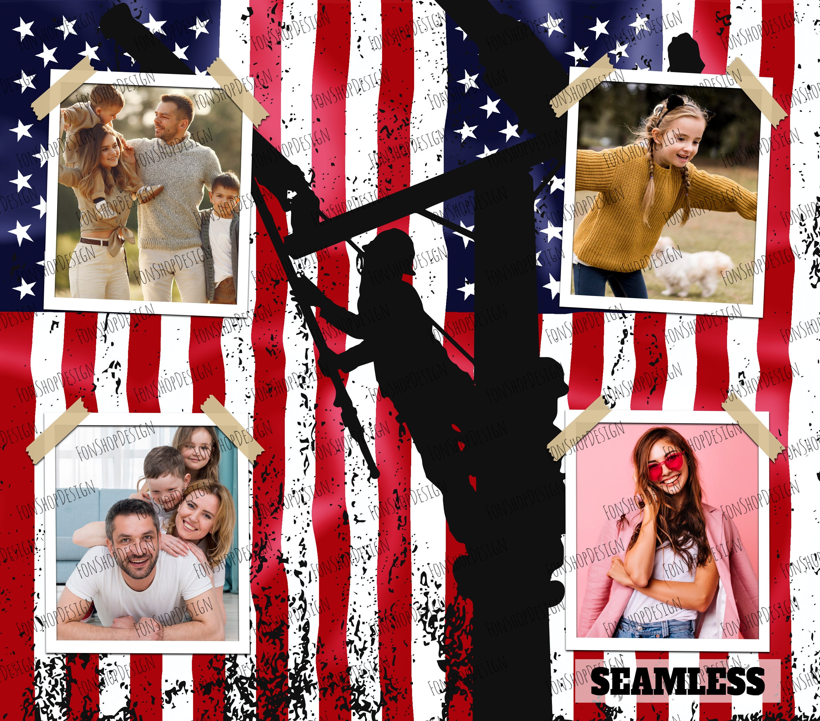 American Flag Lineman Photo Frame 20oz Skinny Tapered & | Etsy