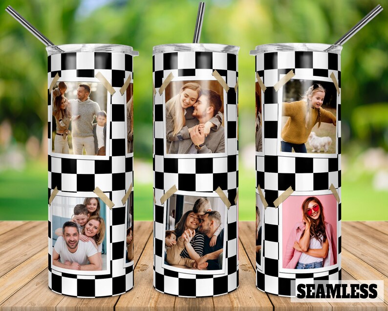 Checked Flag Seamless Photo Frame 20oz Skinny Tapered and | Etsy