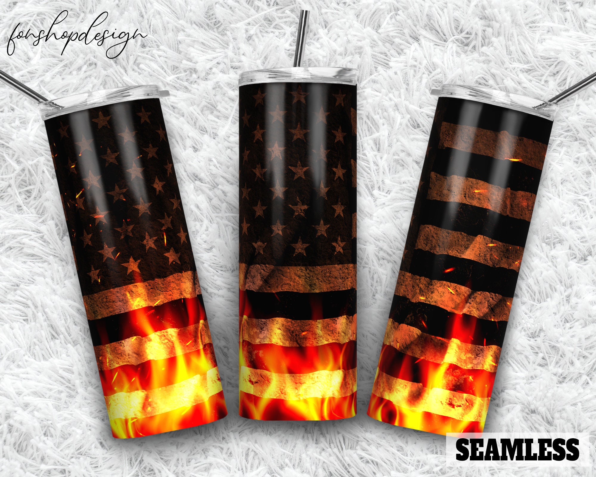 Firefighter Fireman Seamless 20oz Skinny Tapered & Straight - Etsy