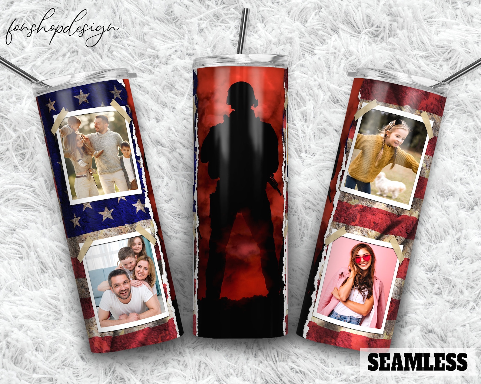 Military Army American Soldier Photo Frame 20oz Skinny - Etsy