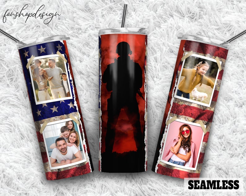 Military Army American Soldier Photo Frame 20oz Skinny - Etsy