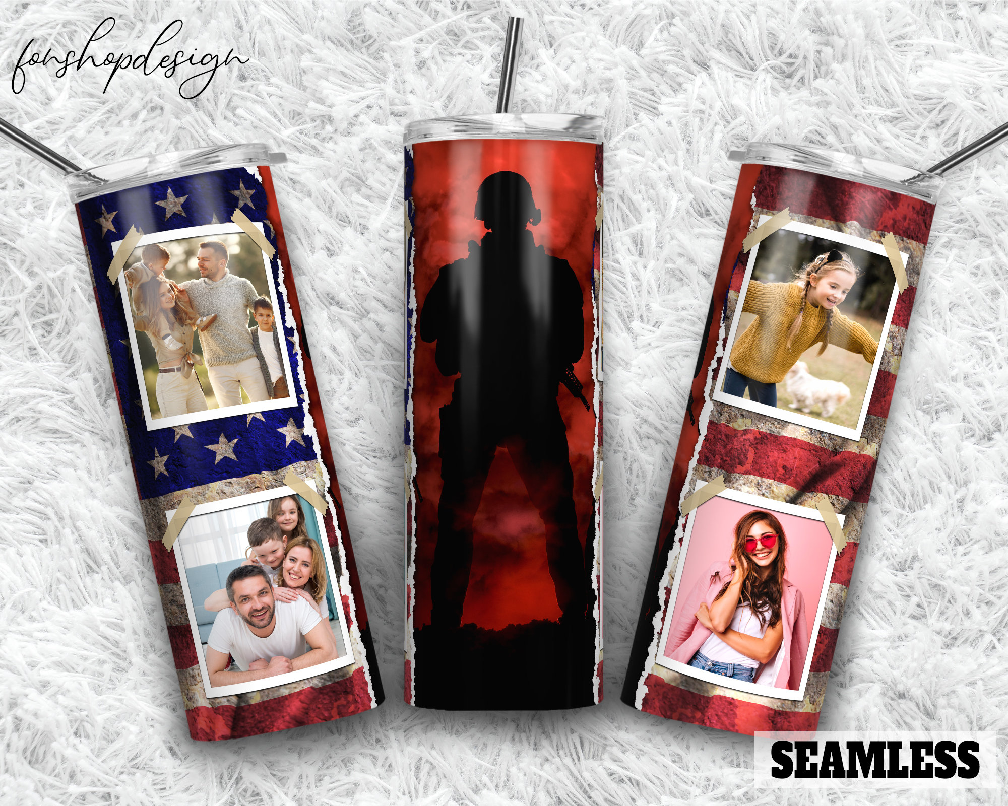 Military Army American Soldier Photo Frame 20oz Skinny - Etsy