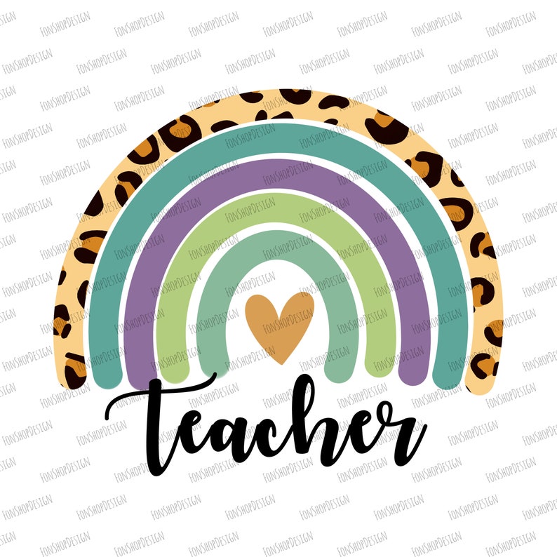 Teacher Rainbow Leopard Cheetah Watercolor Png Back to - Etsy
