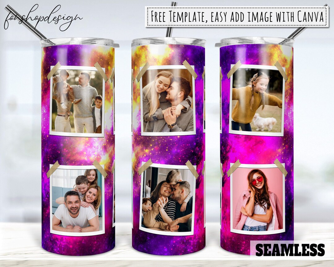 Space Galaxy Photo Frame 20oz Skinny Tapered & Straight Tumbler ...