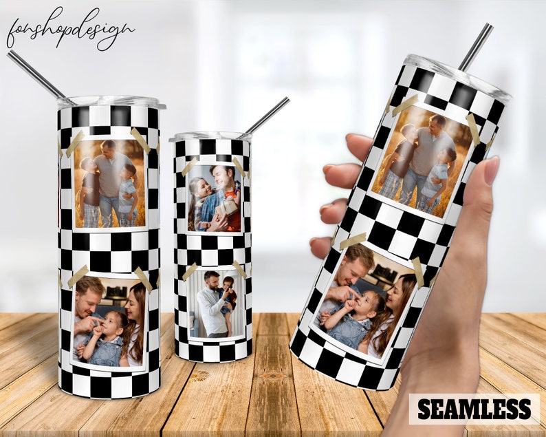 Checked Flag Seamless Photo Frame 20oz Skinny Tapered and - Etsy