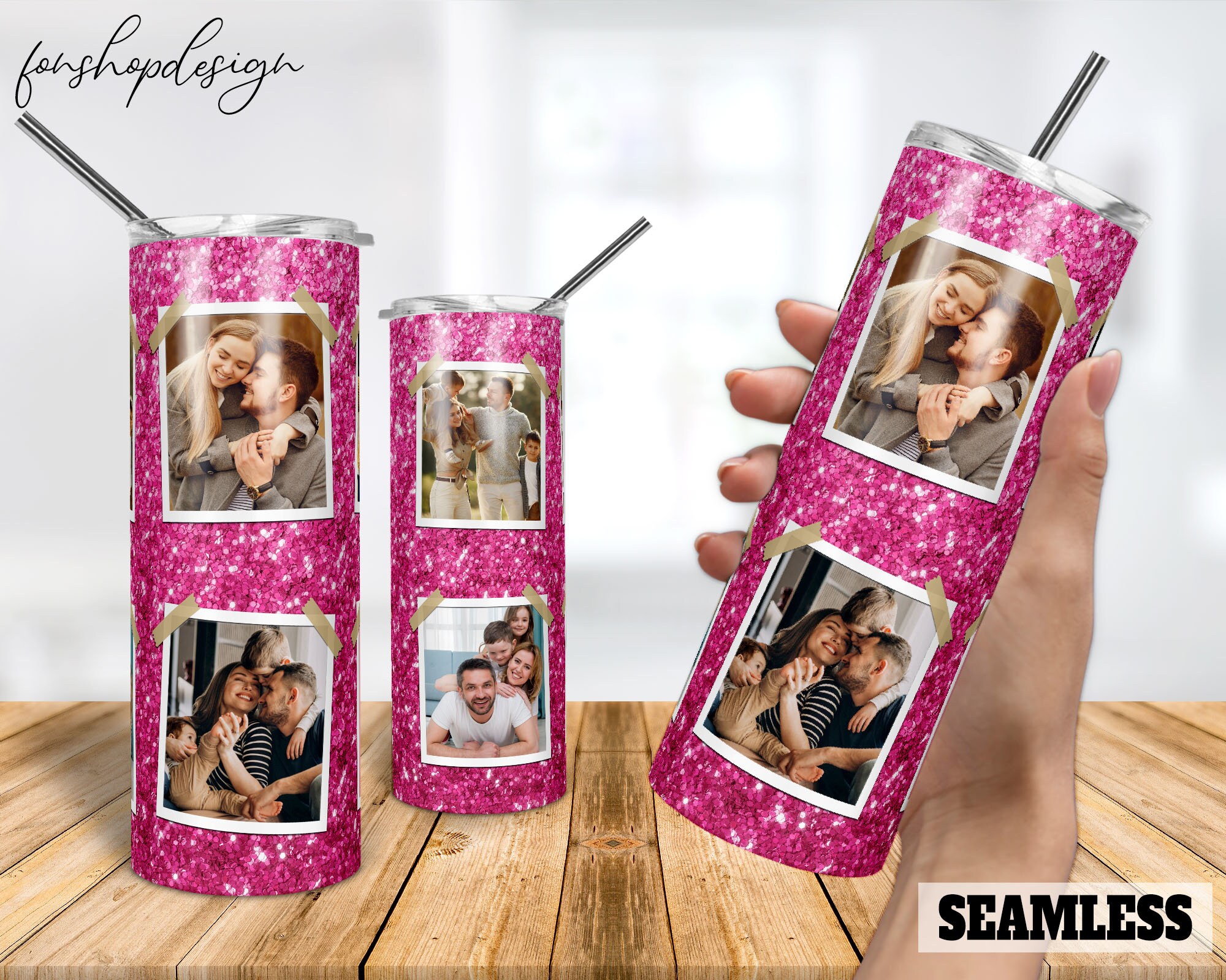 Pink Glitter Photo Frame 20oz Skinny Tapered and Straight | Etsy