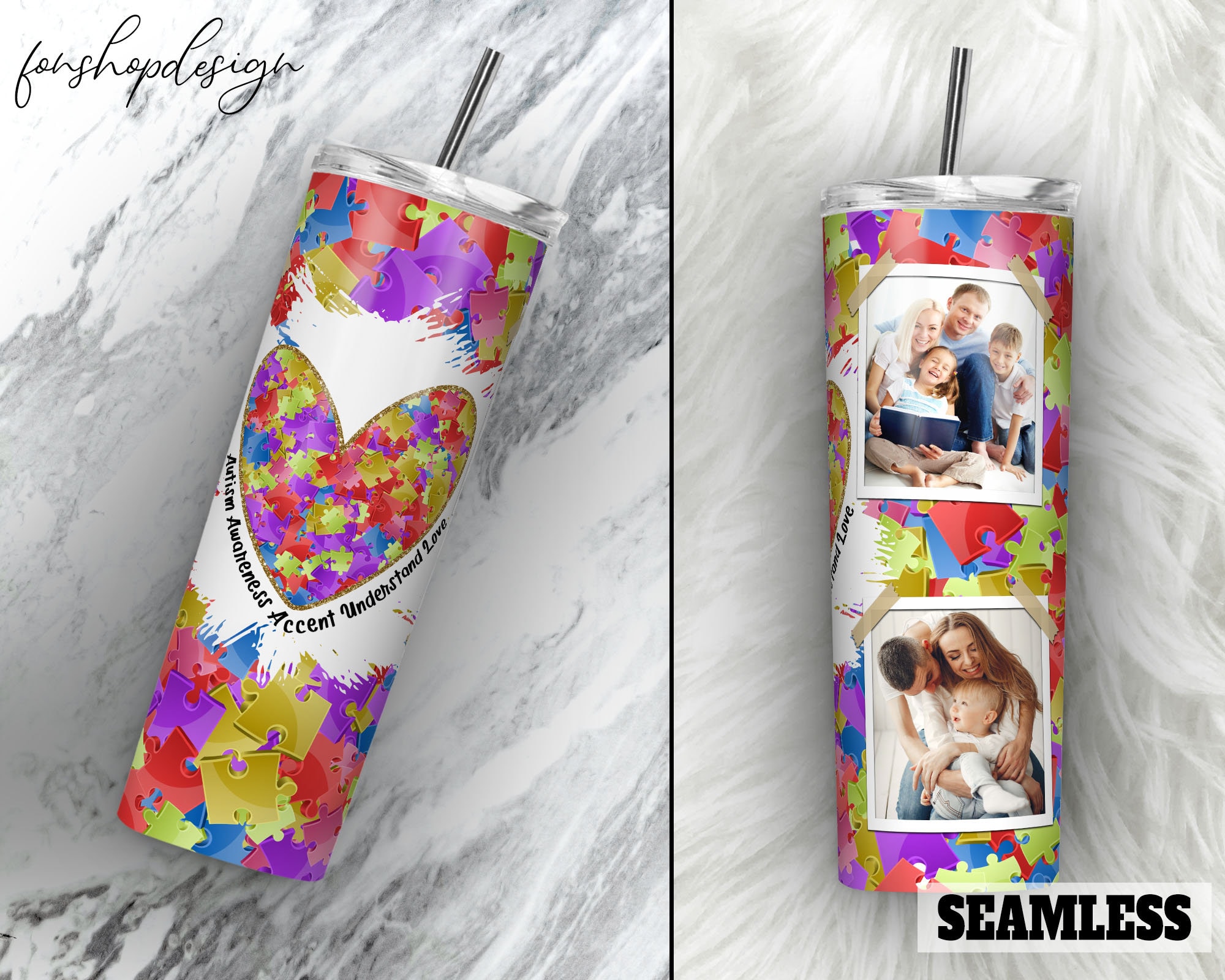 Autism Awareness Photo Frame 20oz Skinny Tapered & Straight - Etsy