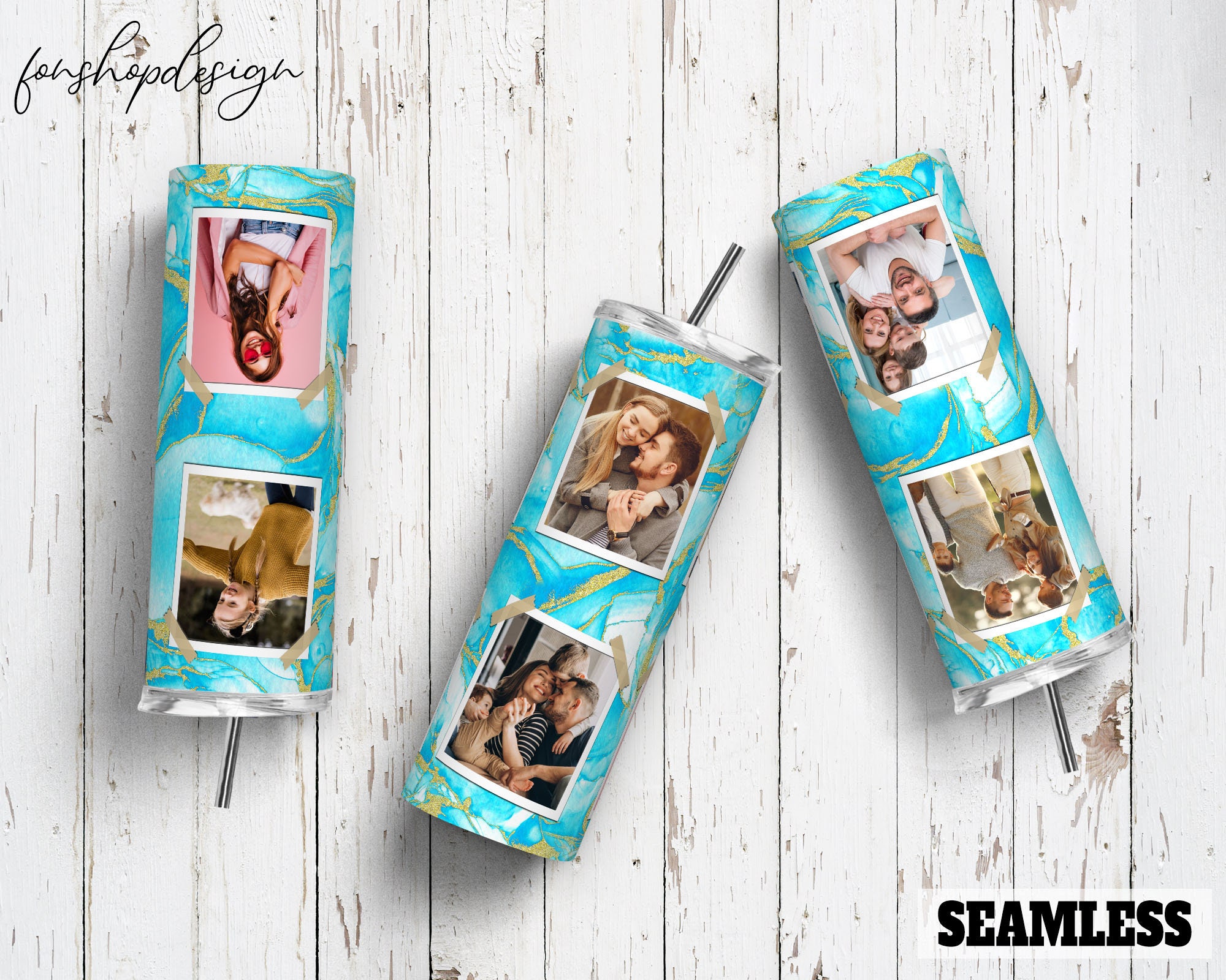 Blue Abstract Alcohol Ink Photo Frame 20oz Skinny Tapered - Etsy