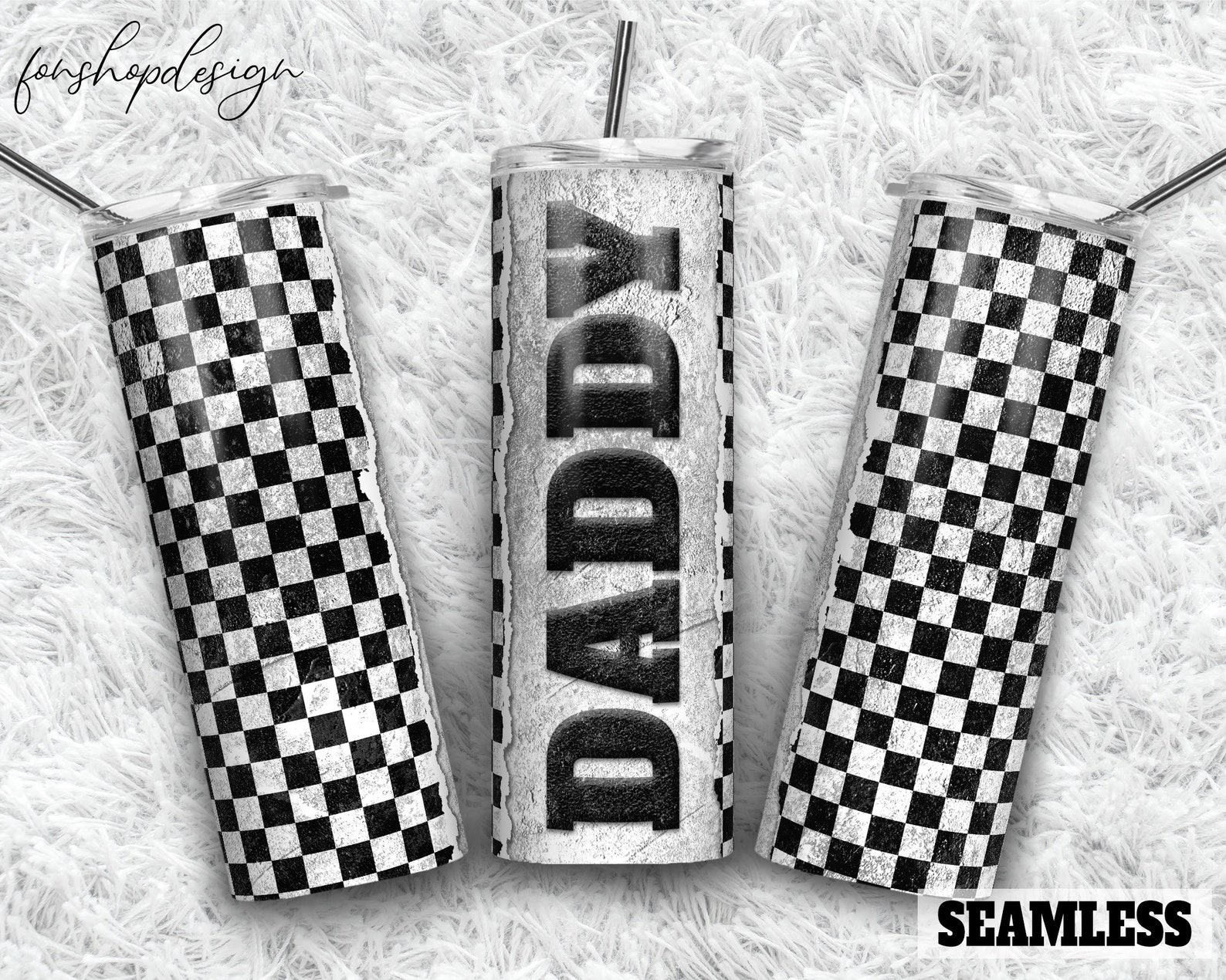 Daddy Race Checkered Fathers Day Seamless Tumbler 20 Oz - Etsy
