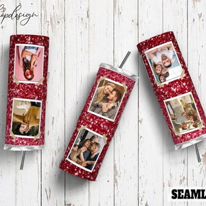 Red Glitter Photo Frame 20oz Skinny Tapered & Straight Tumbler ...