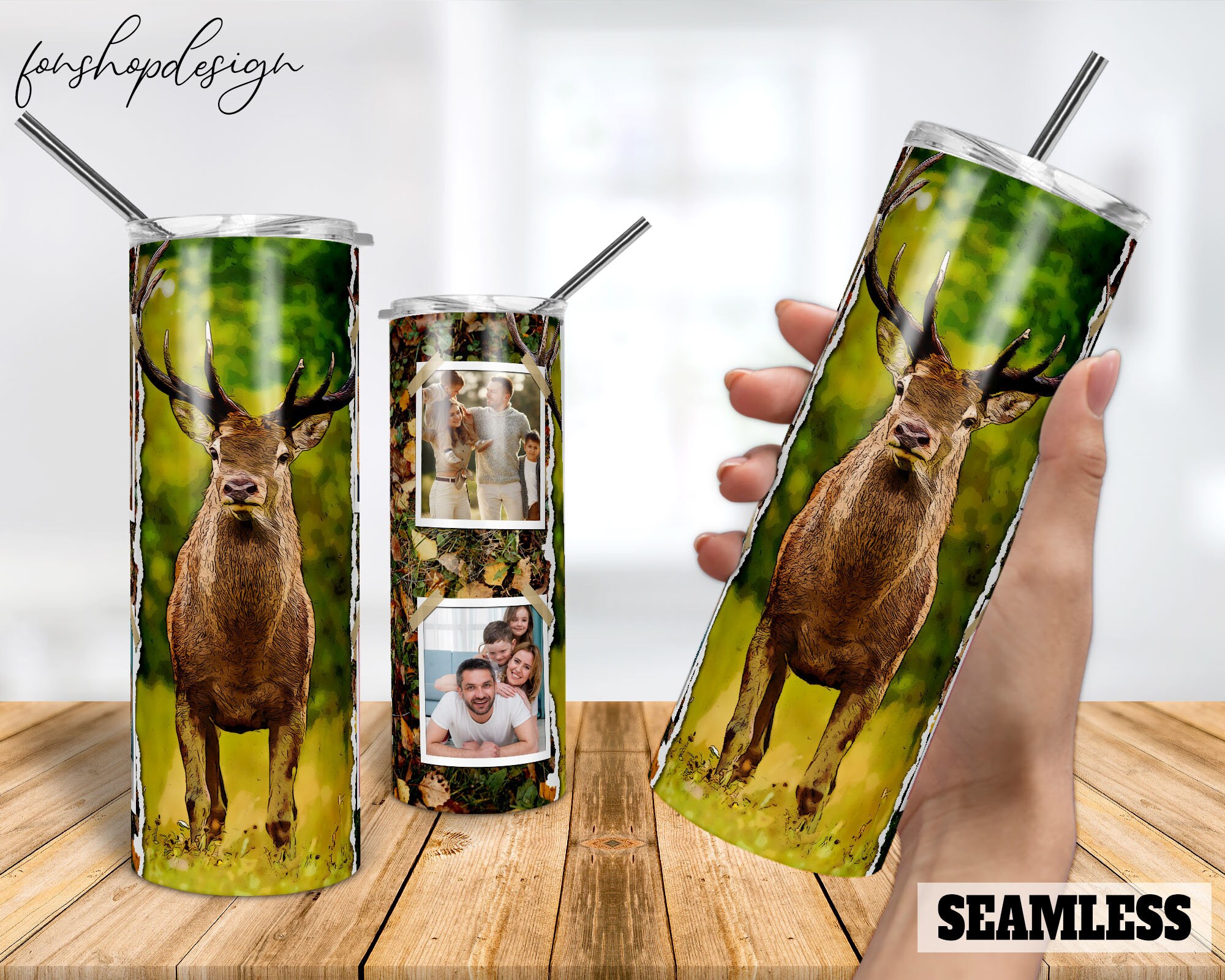 Deer Hunting Camo Hunt Photo Frame 20oz Skinny Tapered & - Etsy