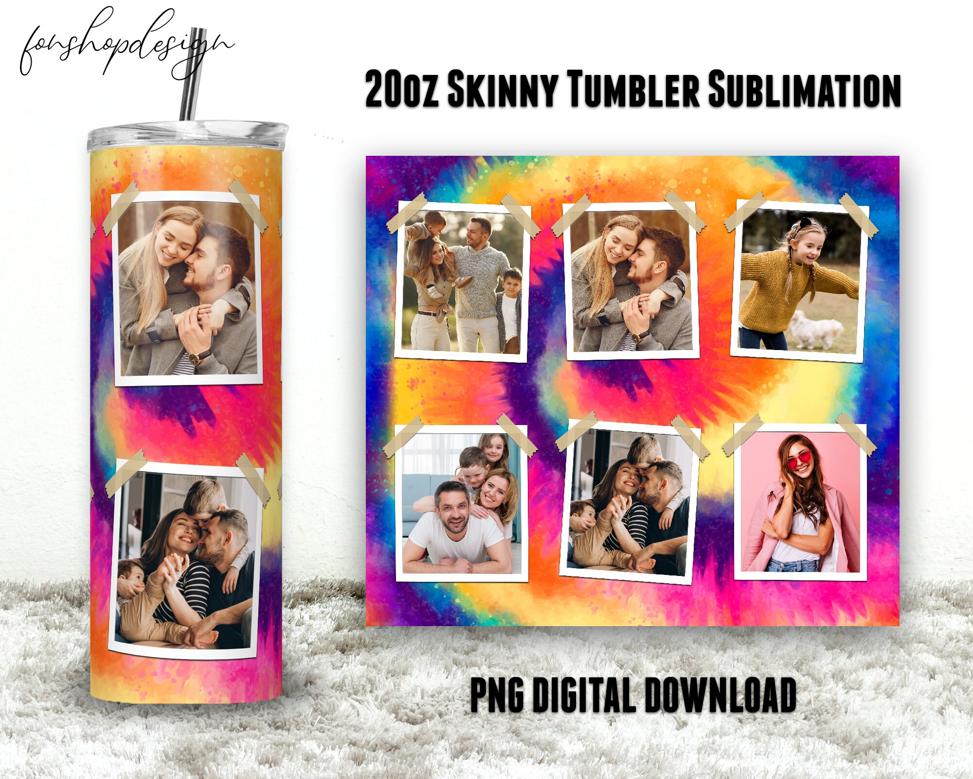 Tie Dye Photo Frame 20oz Skinny Tapered and Straight Tumbler - Etsy