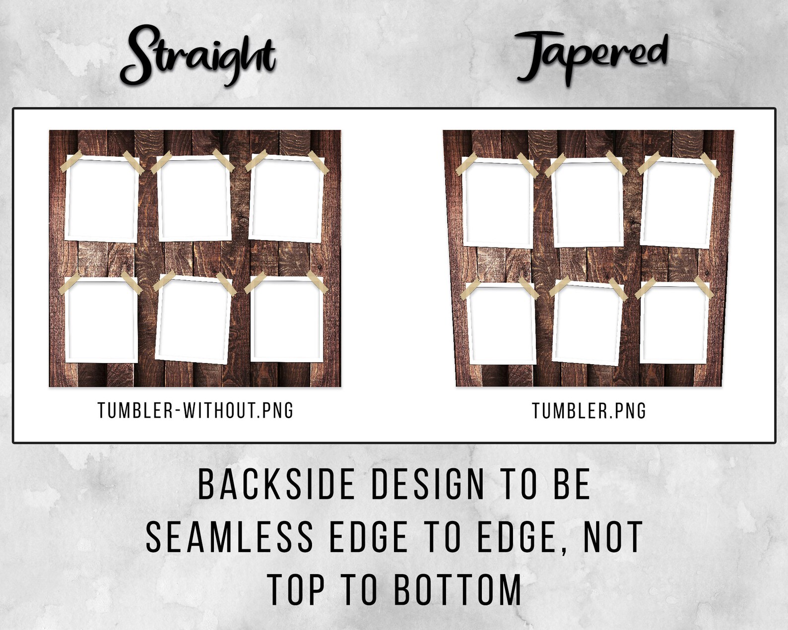 Rustic Wood Seamless Photo Collage Frame 20oz Skinny Tapered | Etsy