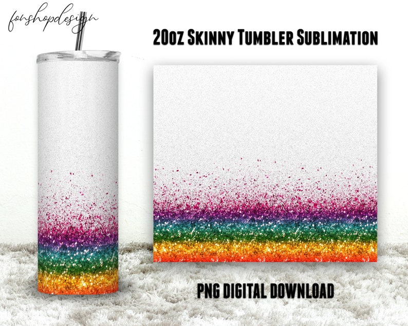 Glitter Confetti Rainbow Seamless 20oz Skinny Tapered & Straight ...