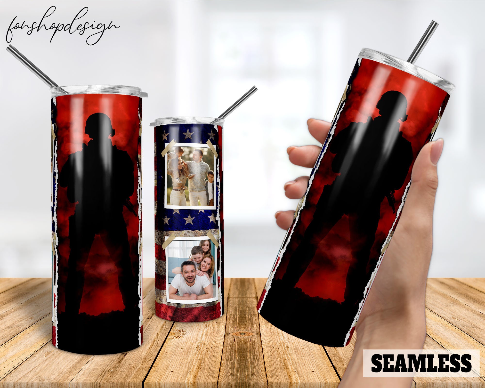 Military Army American Soldier Photo Frame 20oz Skinny - Etsy