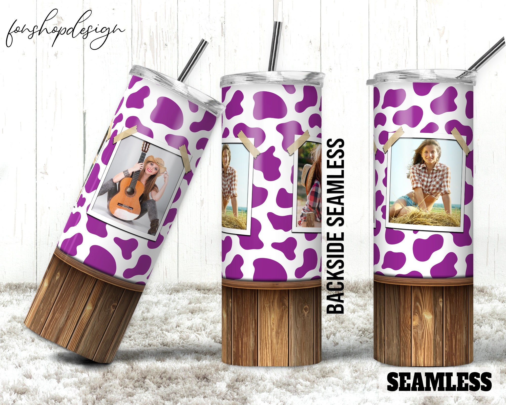 Purple Cow Print Photo Frame 20oz Skinny Tapered & Straight - Etsy