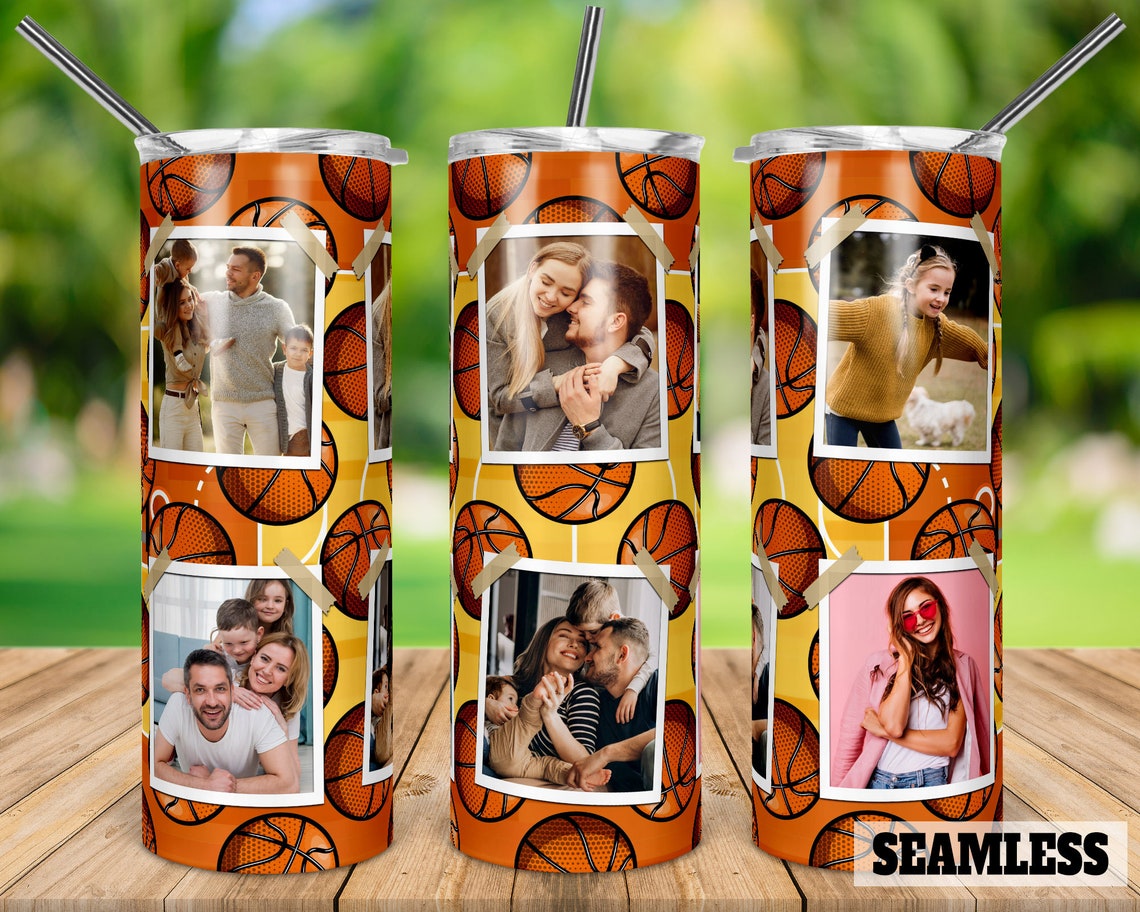 Basketball Photo Frame 20oz Skinny Tapered & Straight Tumbler | Etsy