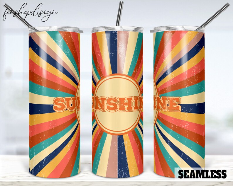 Sunshine Retro Vintage Seamless 20oz Skinny Tapered & Straight - Etsy