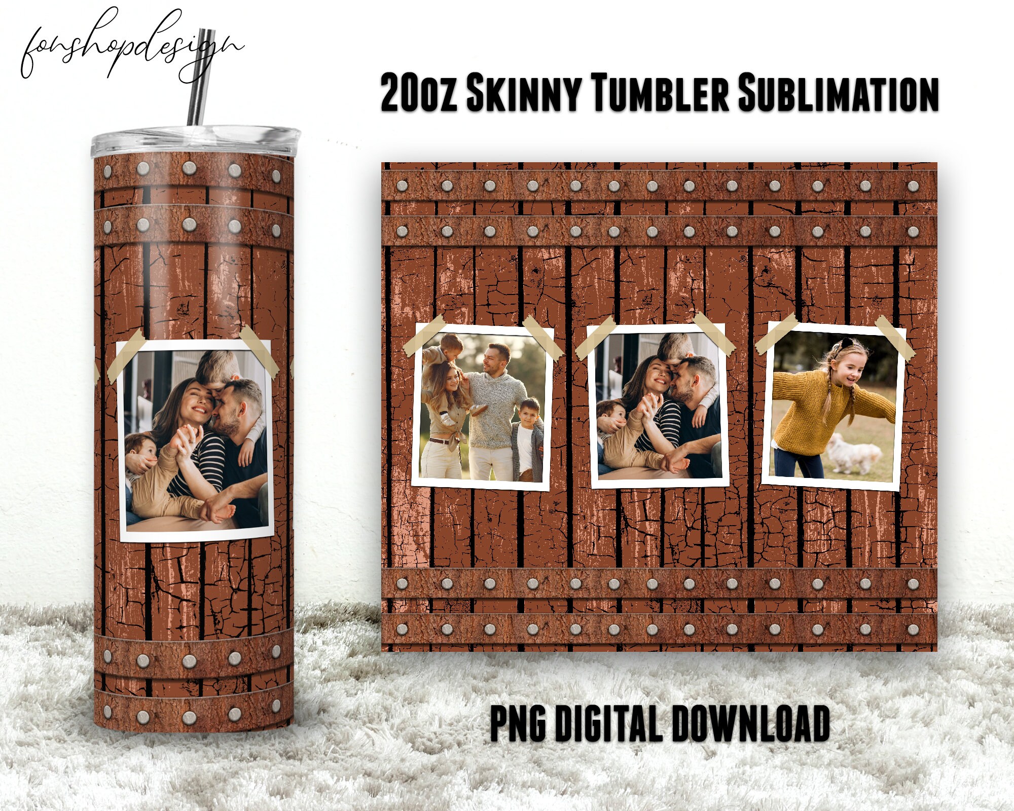 Wood Grain Whisky Wood Barrel Photo Frame 20oz Skinny Tapered - Etsy