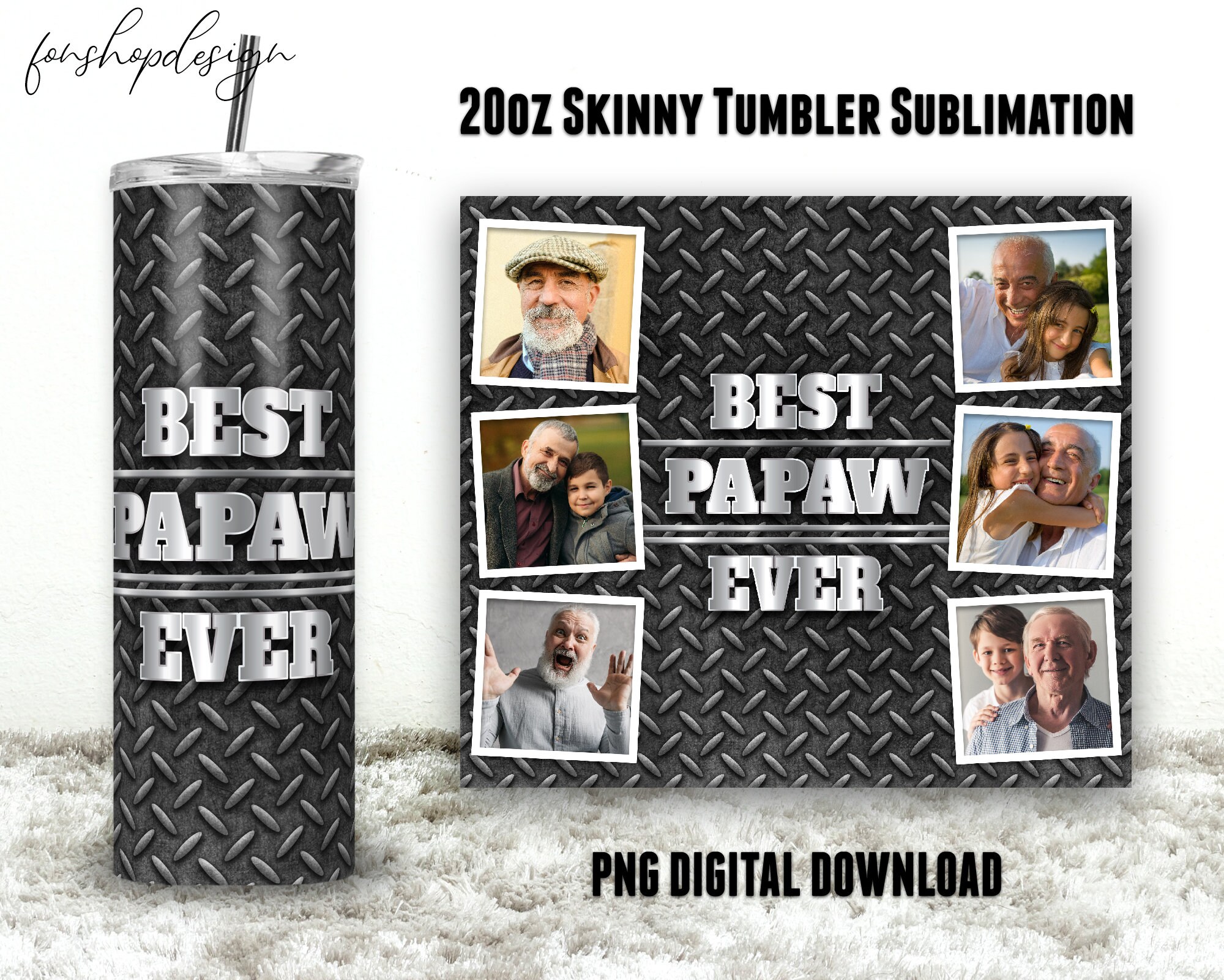 Best Papaw Ever Tumbler Picture Photo Frame 20oz Tumbler - Etsy