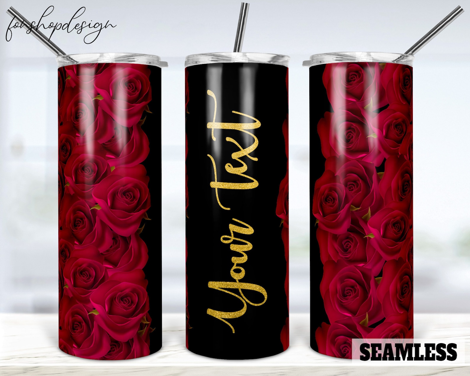 Red Roses Best Friend Seamless 20oz Skinny Tapered & Straight - Etsy