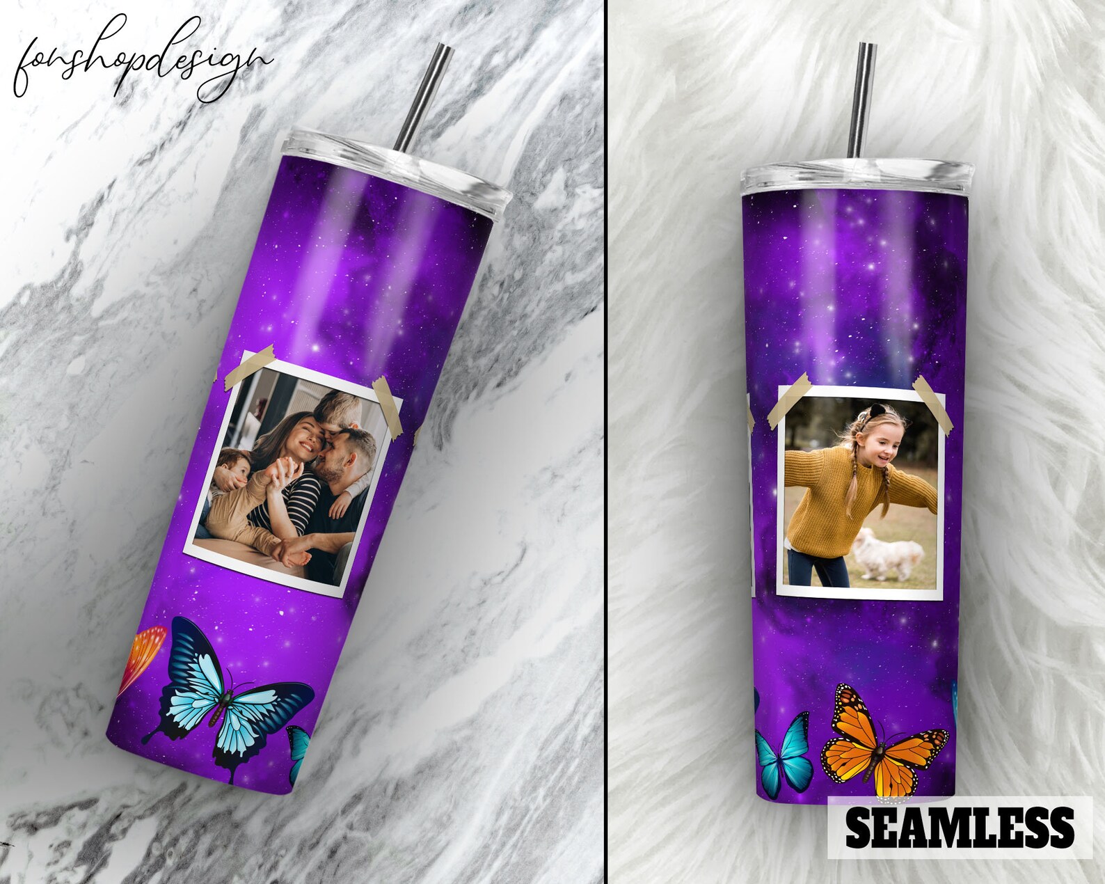 Purple Galaxy Butterfly Photo Frame 20oz Skinny Tapered & - Etsy