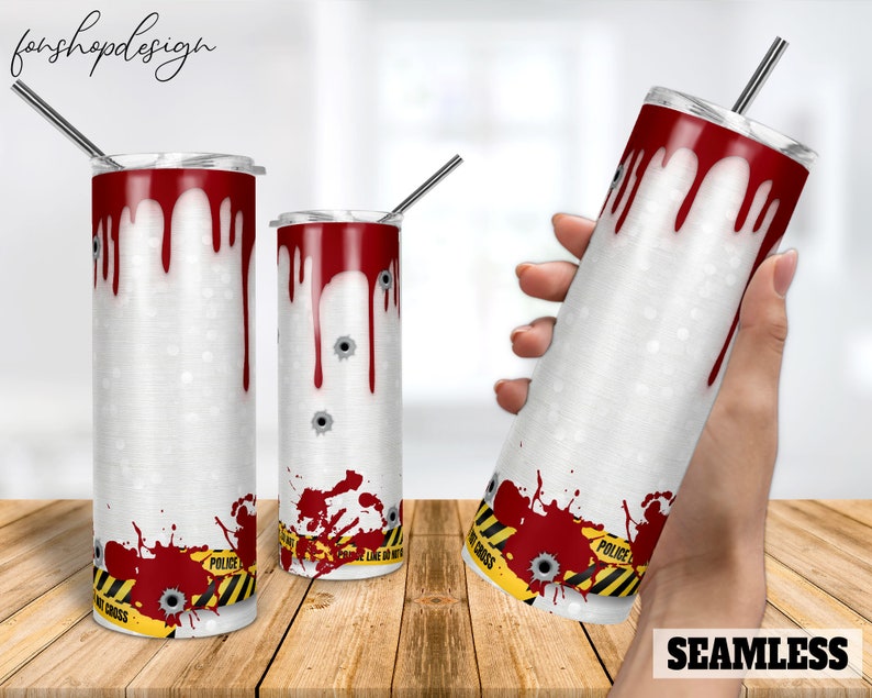 True Crime Junkie Blood Splatter Seamless 20oz Skinny Tapered | Etsy