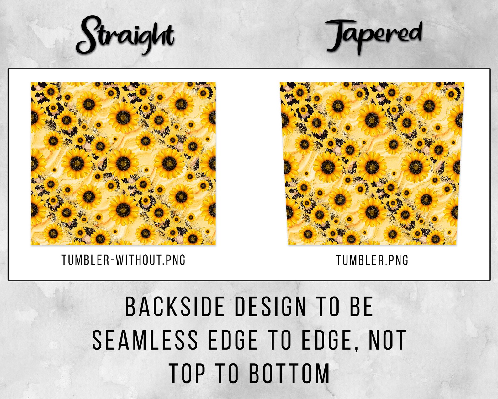 Sunflowers Marble Leopard Print Seamless 20oz Skinny Tapered & - Etsy