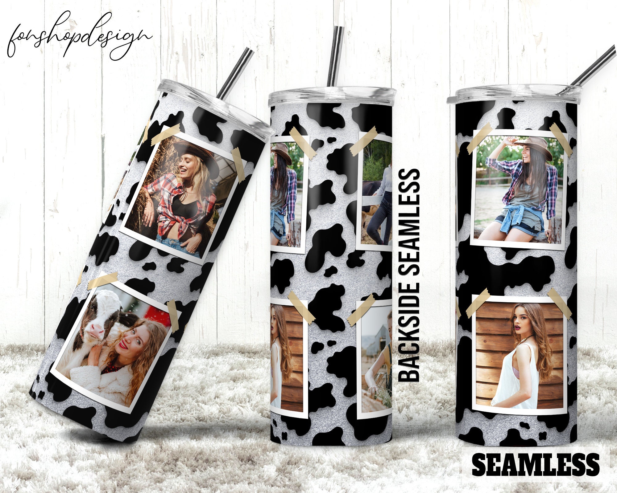 Cow Print Photo Frame 20oz Skinny Tapered & Straight Tumbler - Etsy