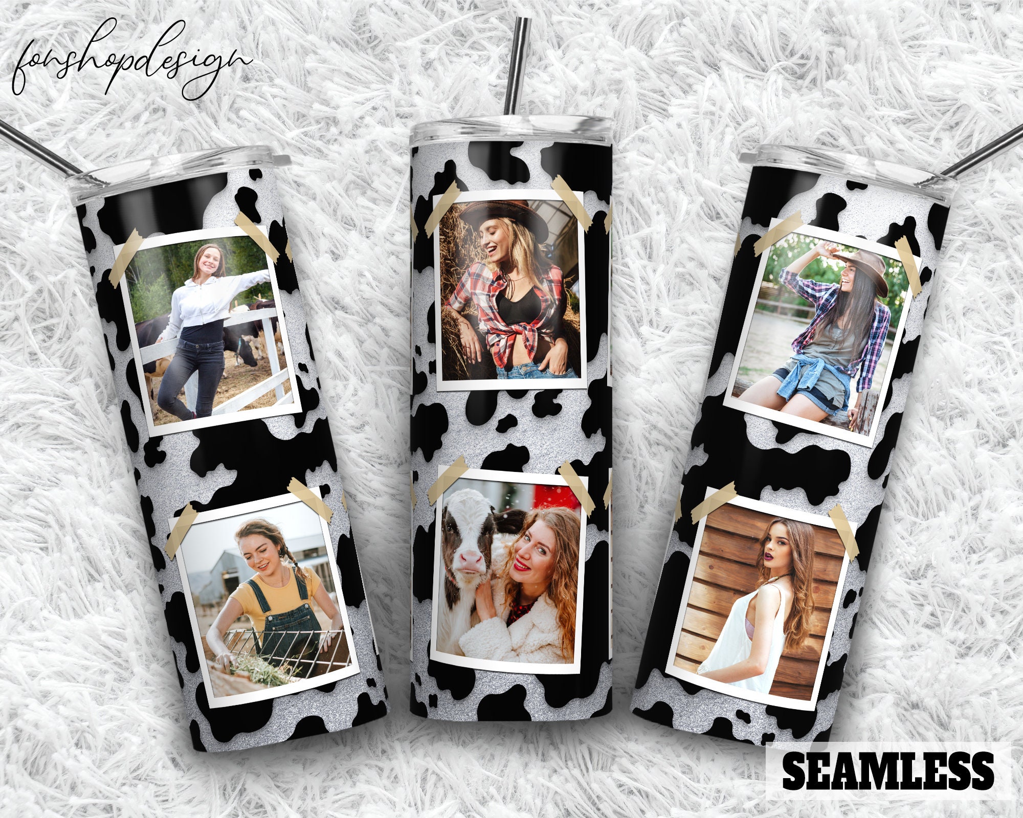 Cow Print Photo Frame 20oz Skinny Tapered & Straight Tumbler - Etsy