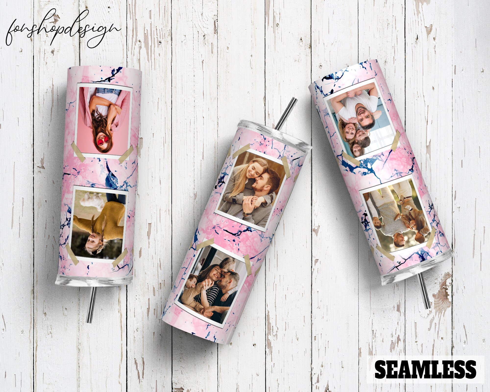 Pink and Blue Marble Abstract Photo Frame 20oz Skinny Tapered - Etsy