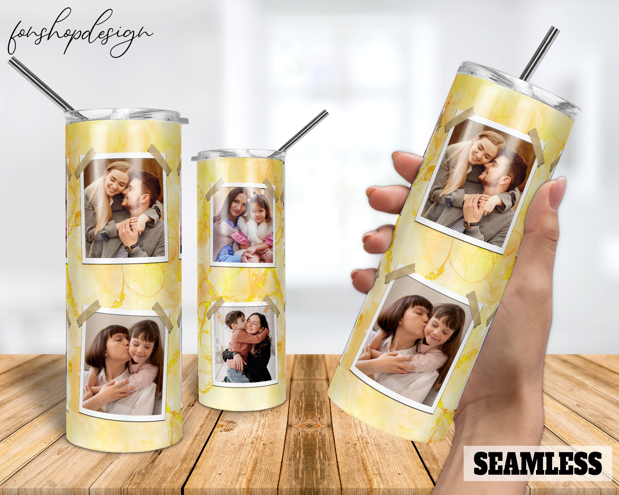 Yellow Glitter Alcohol Ink Photo Frame 20oz Skinny Tapered & - Etsy