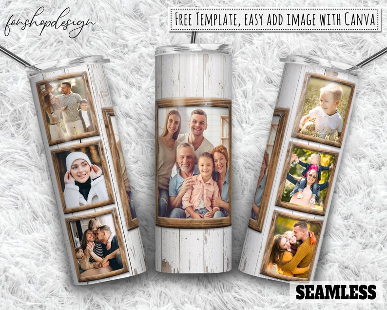 Rustic Wood Grain Photo Frame Tumbler, 20 Oz Tumbler, Skinny Tumbler ...
