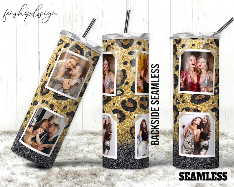 Black Glitter Leopard Photo Frame 20oz Skinny Tapered & - Etsy