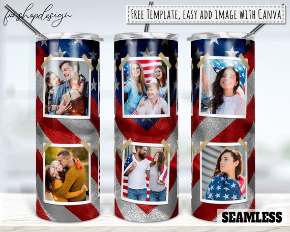 America Usa Flag Photo Frame 20oz Skinny Tapered & Straight - Etsy