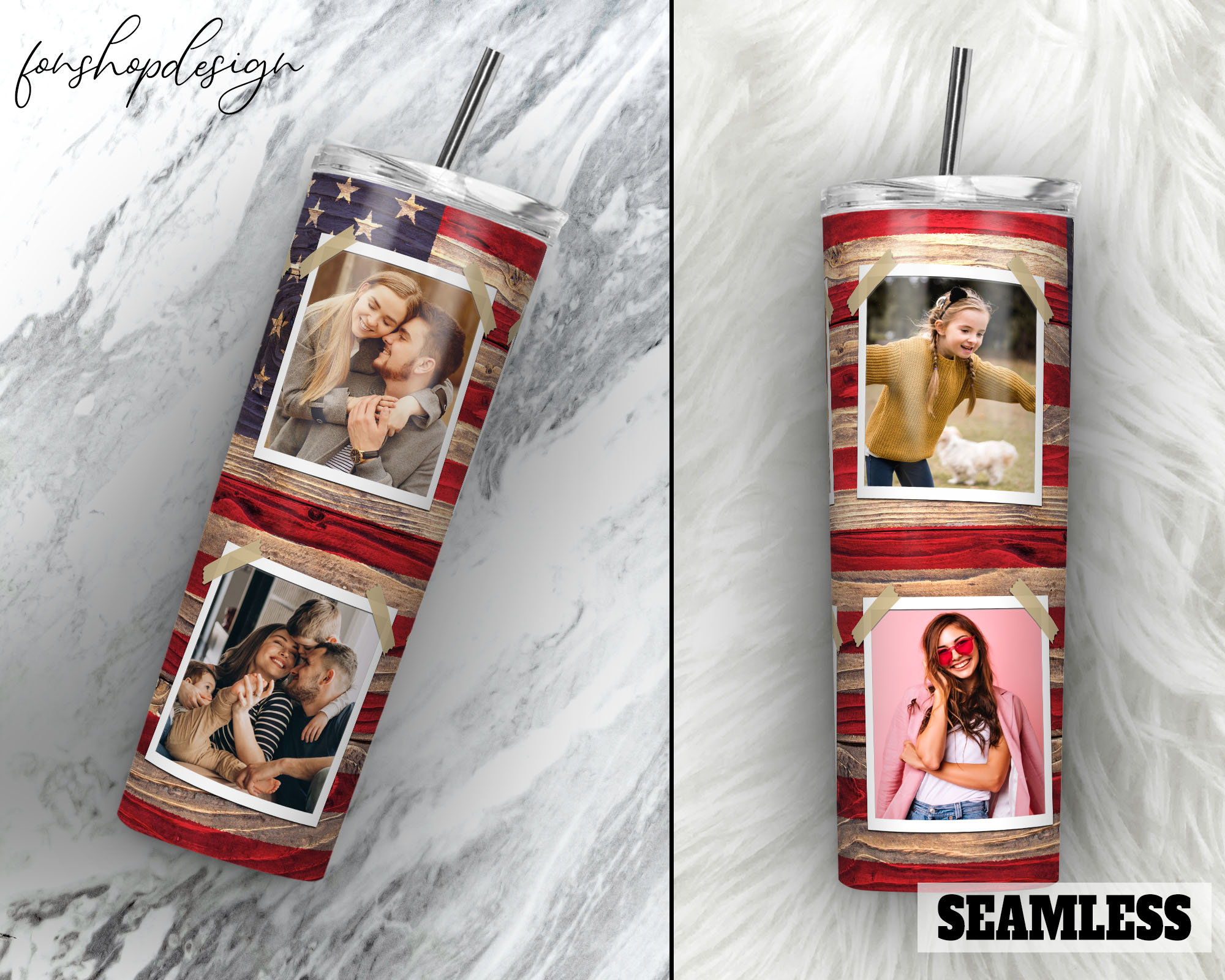 American Usa Wood Flag Photo Frame 20oz Skinny Tapered & - Etsy