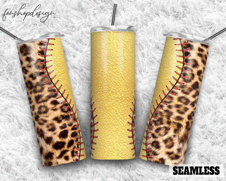 Softball Leopard Seamless 20oz Skinny Tapered & Straight - Etsy