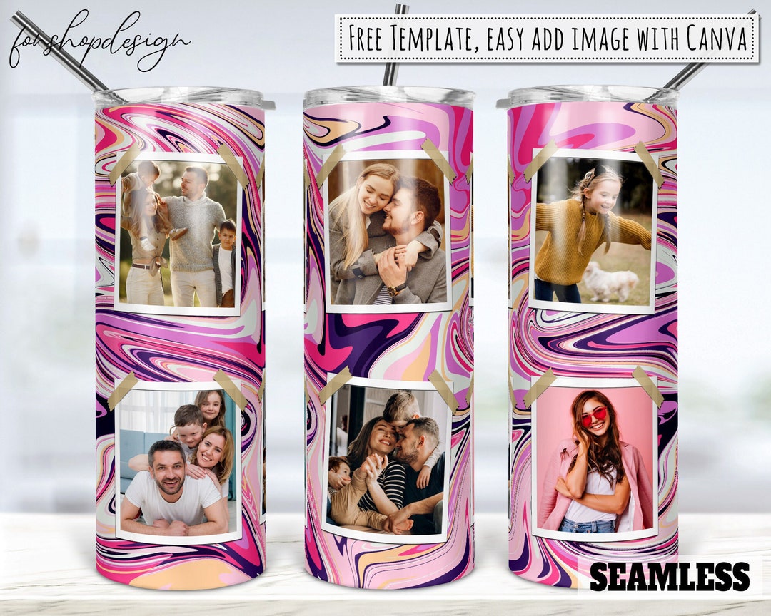 Agate Marble Photo Collage Frame 20oz Skinny Tapered and Straight ...