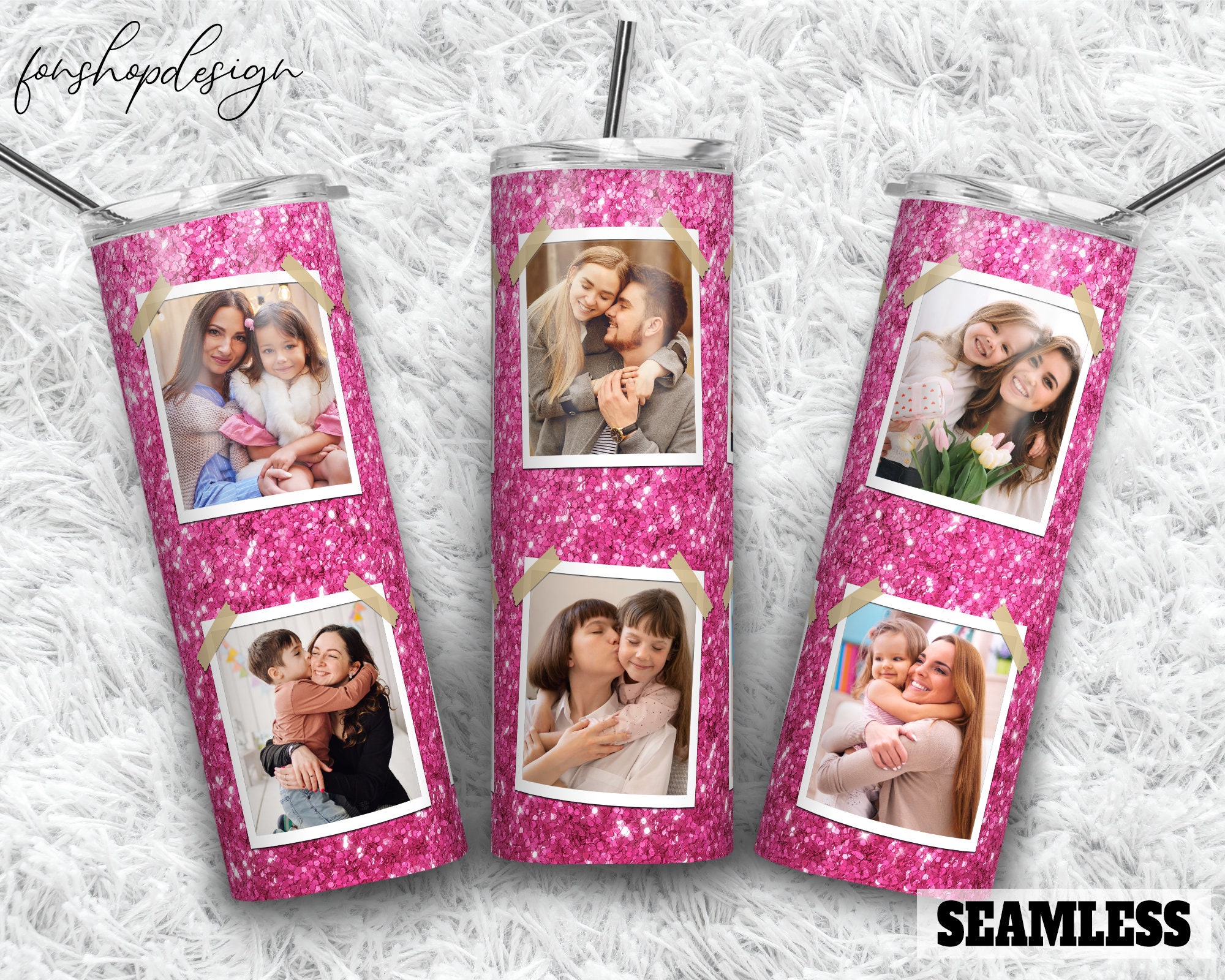 Pink Glitter Photo Frame 20oz Skinny Tapered and Straight - Etsy