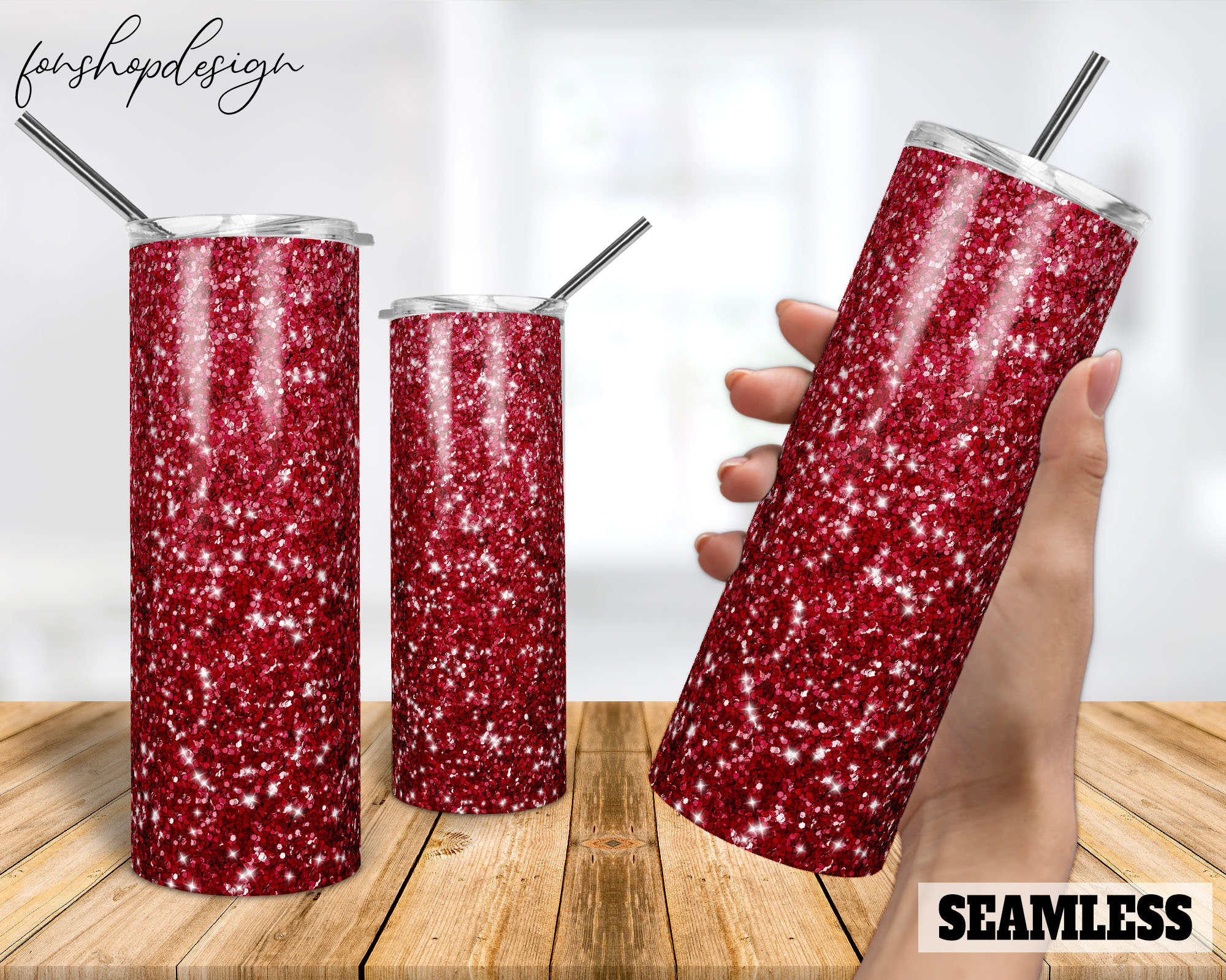 Red Glitter Seamless 20oz Skinny Tapered & Straight Tumbler - Etsy