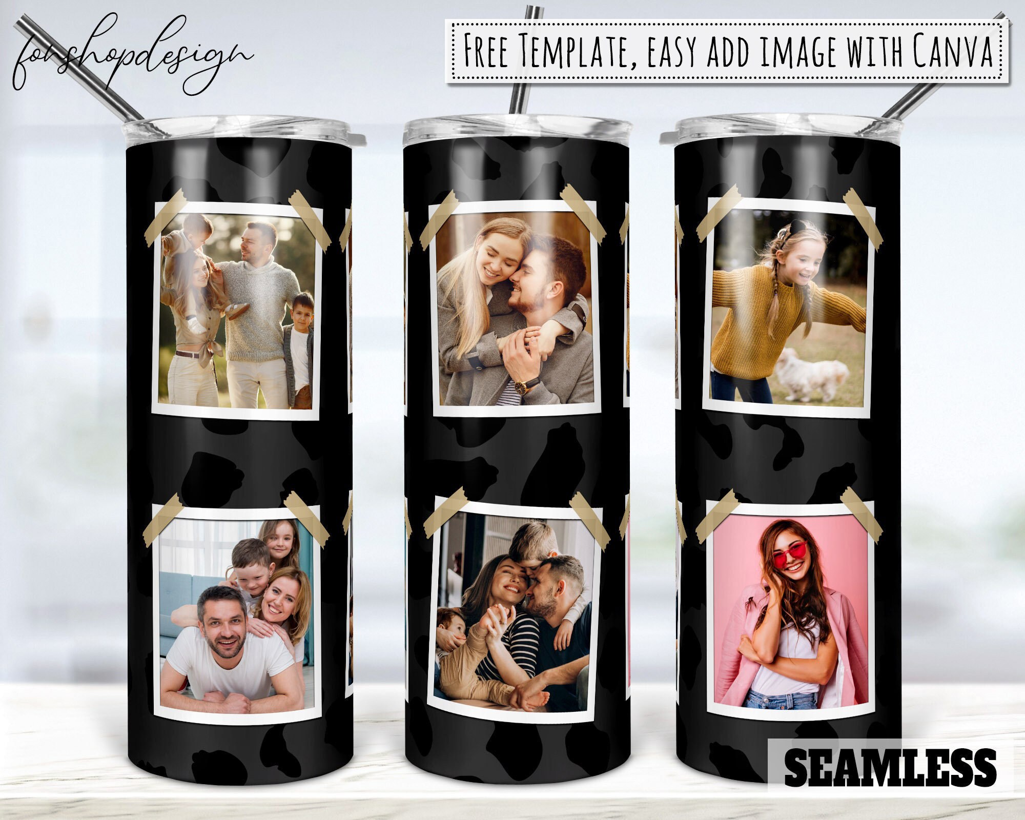 Black Leopard Cheetah Photo Frame 20oz Skinny Tapered & - Etsy