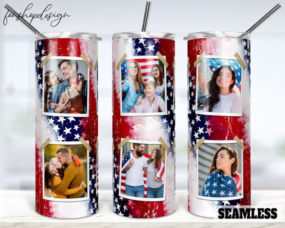 Red White and Blue Photo Frame 20oz Skinny Tapered & Straight - Etsy